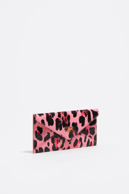 Sobre tarjetero textura brillo Leopard fresa